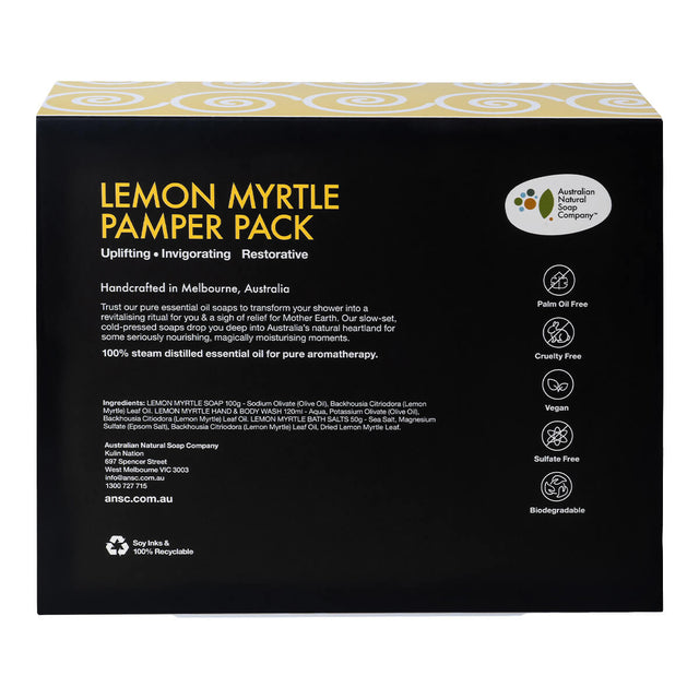 Australian Natural Soap Company Lemon Myrtle Pamper Pack | Flora & Fauna AU
