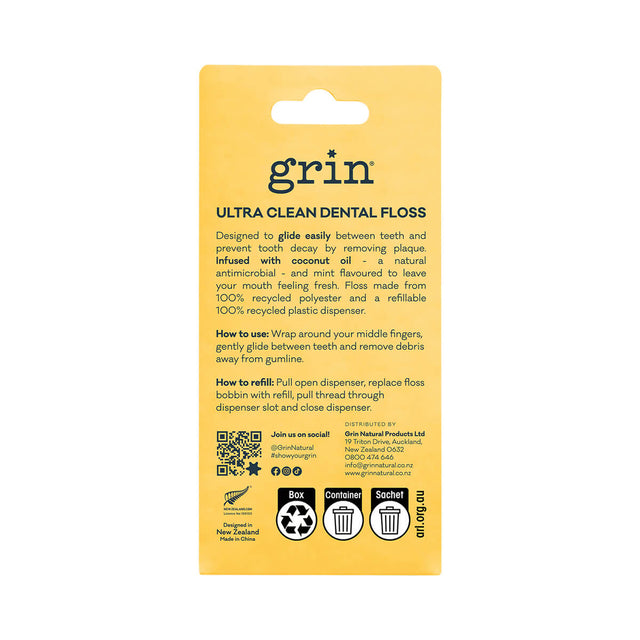 Grin Ultra Clean Coconut Oil Infused Floss | Flora & Fauna AU