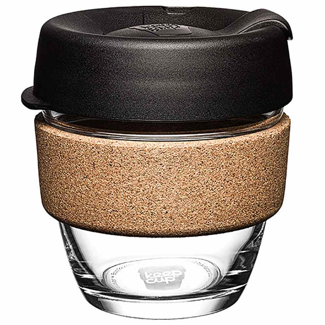 KeepCup Brew Glass Coffee Cup With Cork - Black 8oz | Flora & Fauna AU