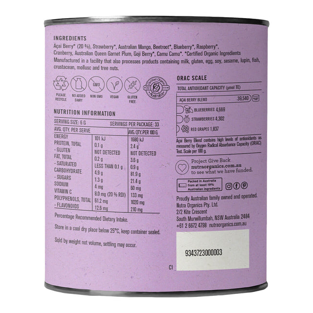 Nutra Organics Acai Berry Blend | Flora & Fauna AU