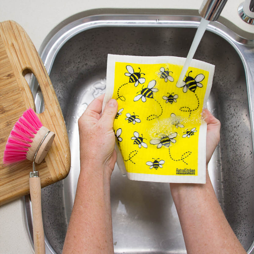 RetroKitchen Compostable Sponge Cloth - Bees | Flora & Fauna AU