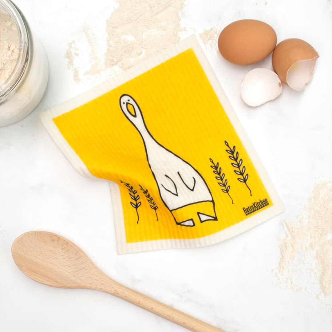 RetroKitchen Compostable Sponge Cloth - Duck | Flora & Fauna AU