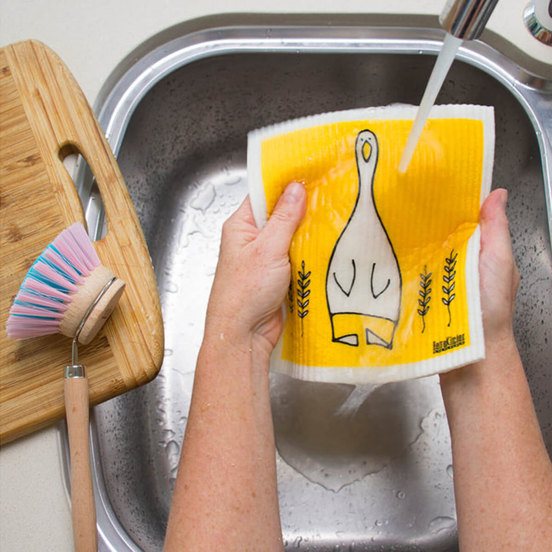 RetroKitchen Compostable Sponge Cloth - Duck | Flora & Fauna AU