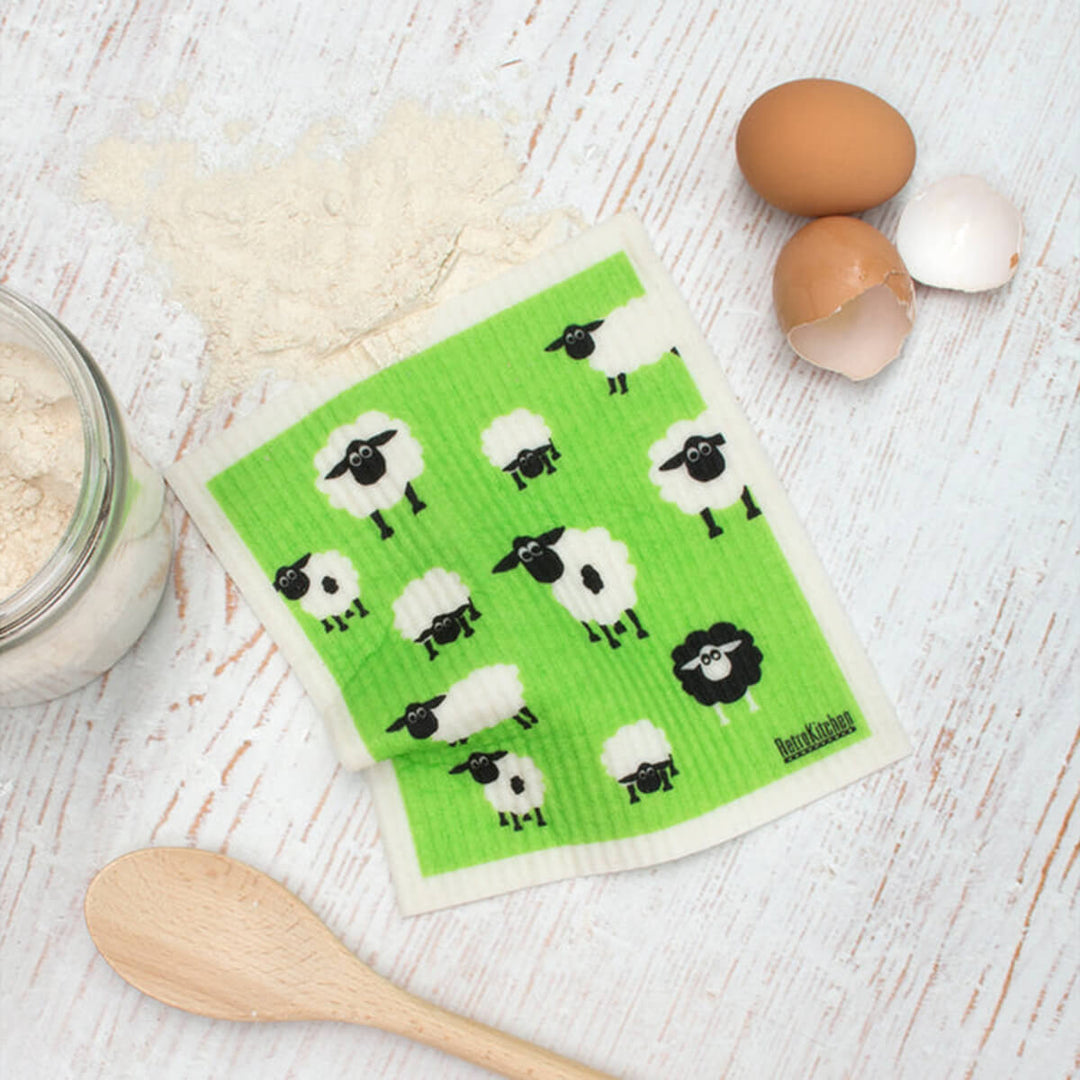 RetroKitchen Compostable Sponge Cloth - Sheep | Flora & Fauna AU