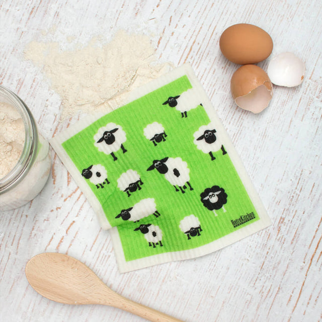 RetroKitchen Compostable Sponge Cloth - Sheep | Flora & Fauna AU