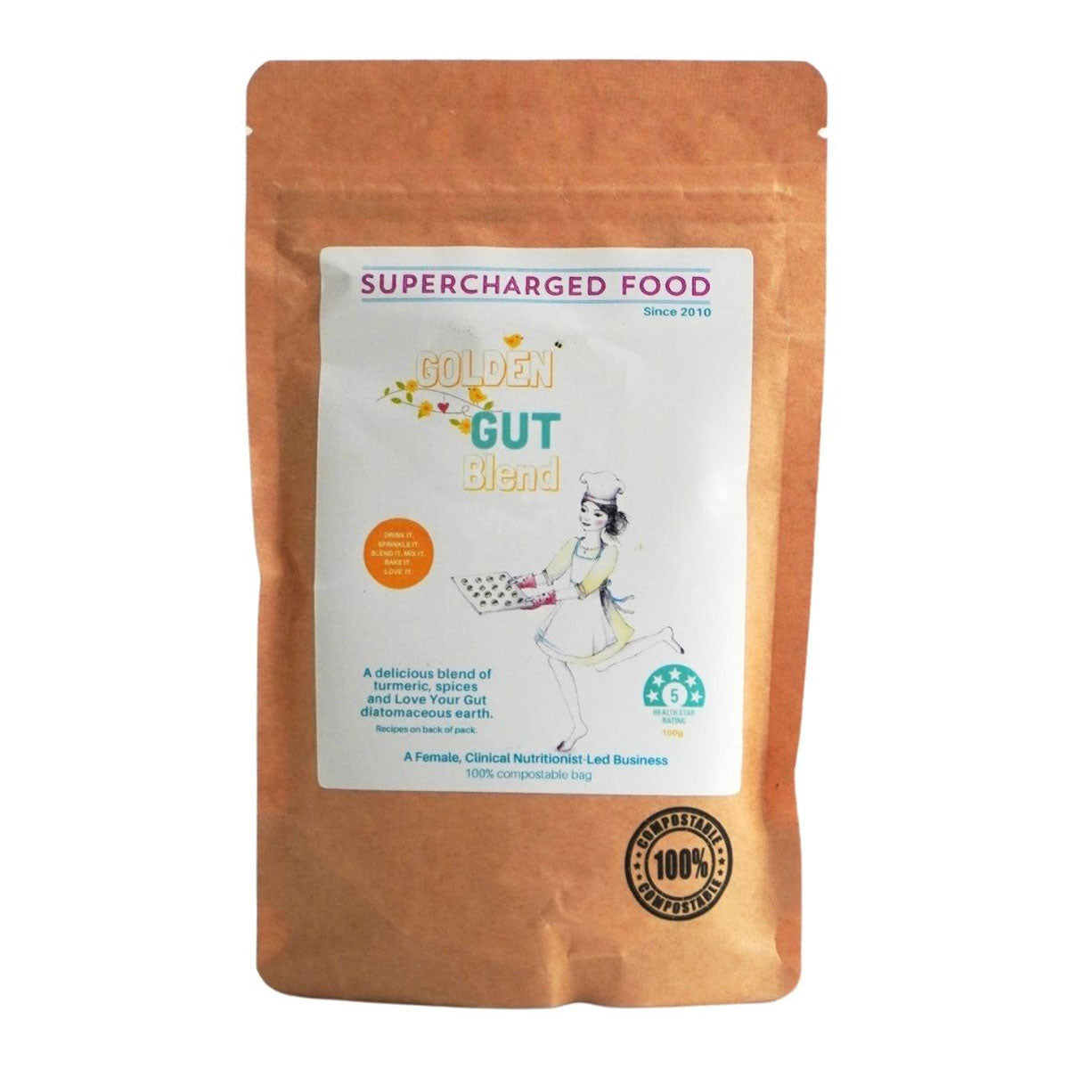 Supercharged Food Golden Gut Vegan Powder | Flora & Fauna AU